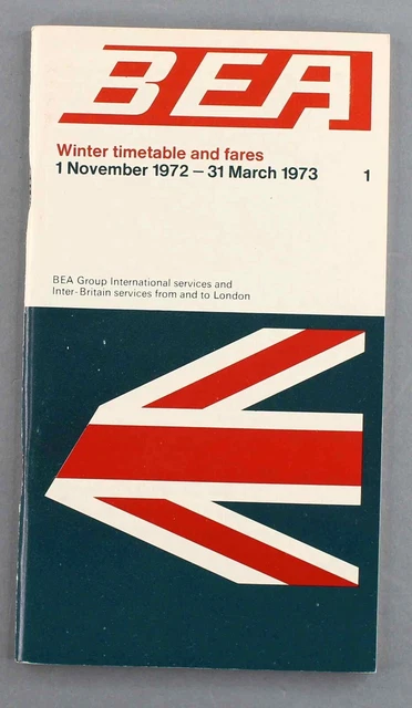 BEA BRITISH EUROPEAN Airways Timetable Winter 1972/73 Seat Maps £24.95 ...