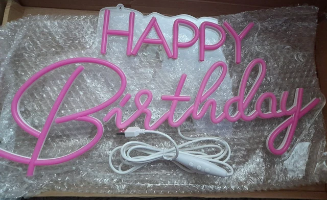 PINK HAPPY BIRTHDAY LED Neon Sign Light Up Birthday Sign Girl pink 🩷 £ ...
