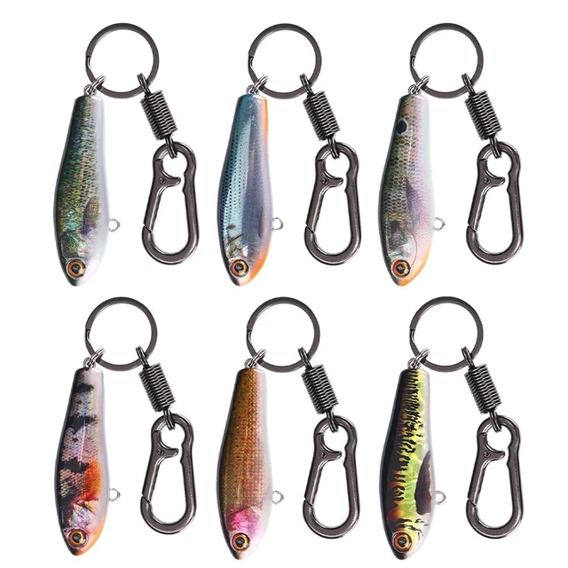 FISH HOOK KEY Chain Simulated Fish Scale Coating Telescopic Spring ...
