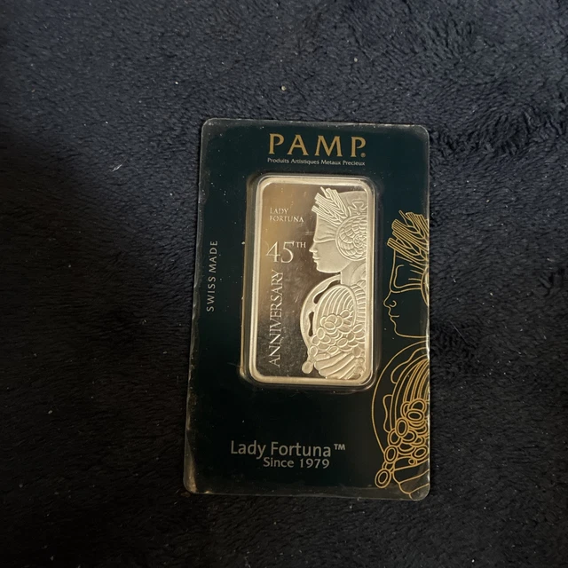 PAMP SUISSE 1 Oz Silver Bar - Lady Fortuna 45th Anniversary In Assay ...
