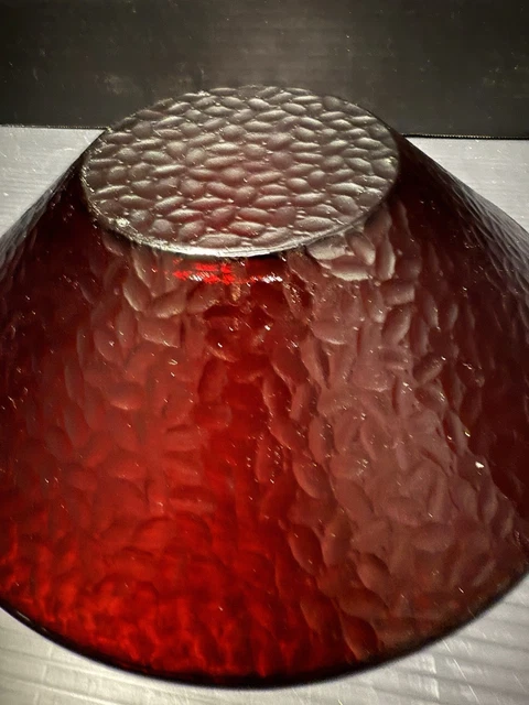 VINTAGE ANCHOR HOCKING Royal Ruby Red Glass Salad Serving Bowl 12 In W ...