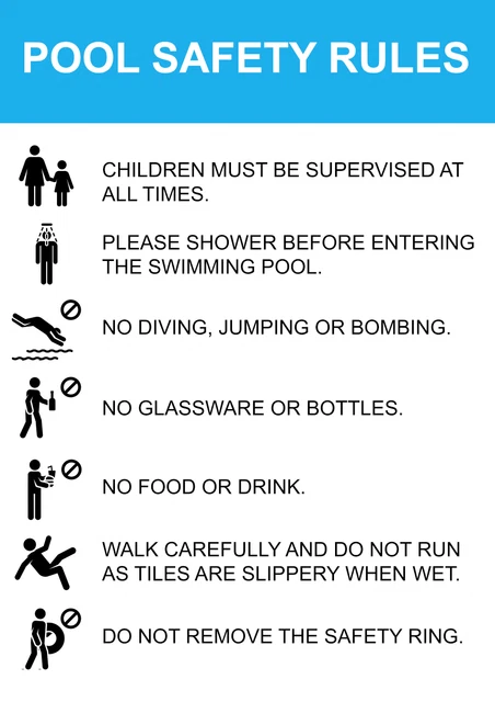 NOTICE SIGN BESPOKE Swimming Pool Rules Safety Foamex Rigid PVC OR ...