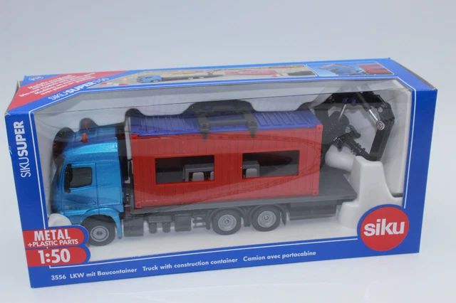 SIKU 3556 MERCEDES Camion Avec Baucontainer + Grue 1:50 Neuf Dans ...