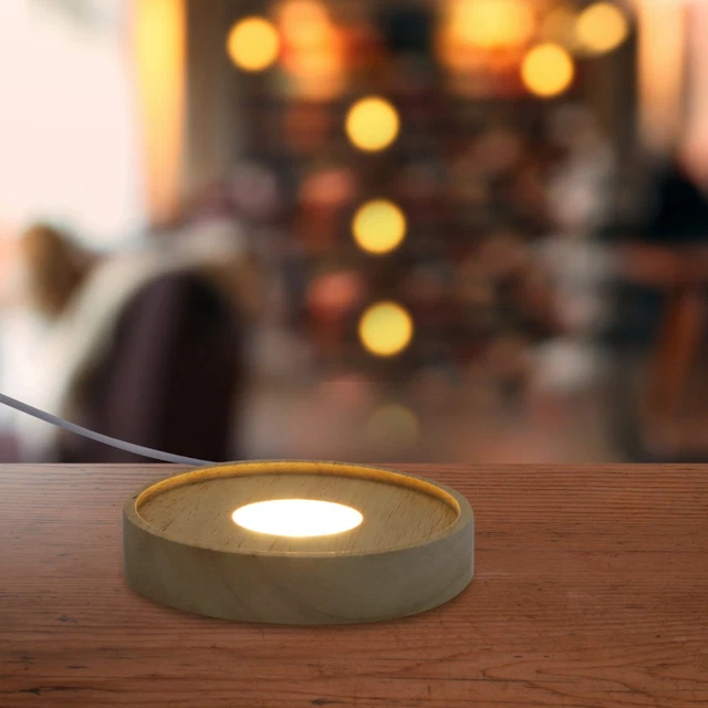 LED GLOWING LIGHT Base Wooden Luminous Pedestal Creative Crystal Ball ...