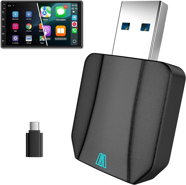 WIRELESS CARPLAY ADAPTER for Iphone & Android, Mini USB Design Built-In ...