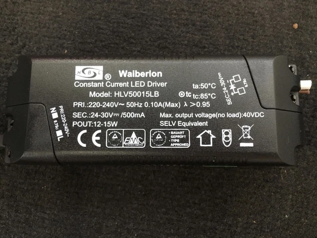LED DRIVER, TRAFO für LED, Transformator, Waiberlon HLV50015LB 500 mA ...