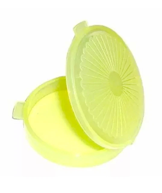 TUPPERWARE CLAMSHELL PILL Tablet Keeper Round Pocket Hinged Container ...