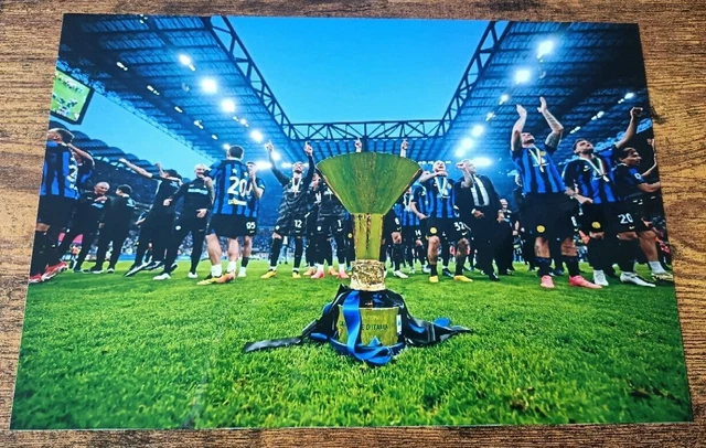 GRANDE FOTO CELEBRATIVA Squadra Inter Campione D'italia Rosa Con Coppa ...