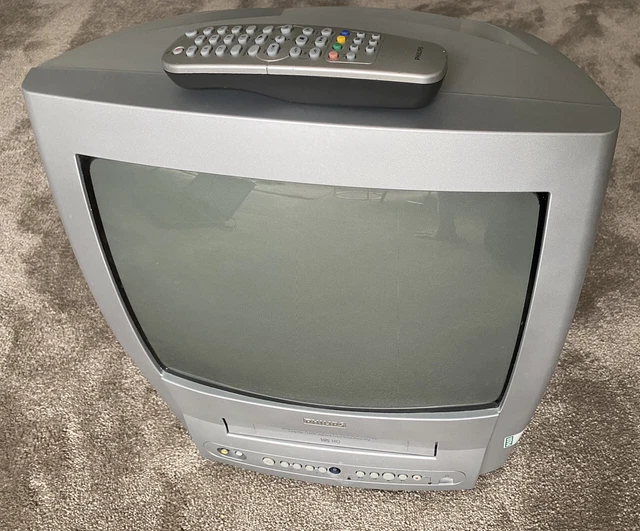 PHILIPS CRT TV - NO14PV135/07 Colour Television VHS Combi Retro Gaming Working £69.95 - PicClick UK