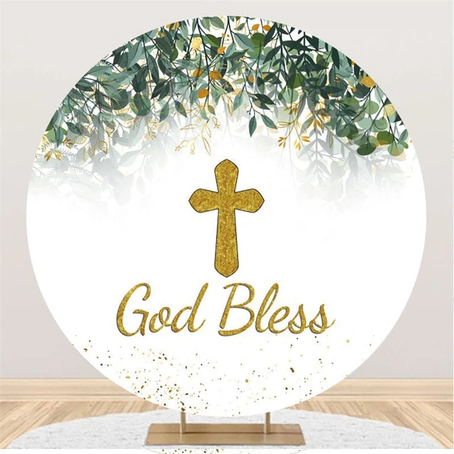 GOLD GOD BLESS Leaves Happy Birthday Round Backdrop $35.97 - PicClick AU