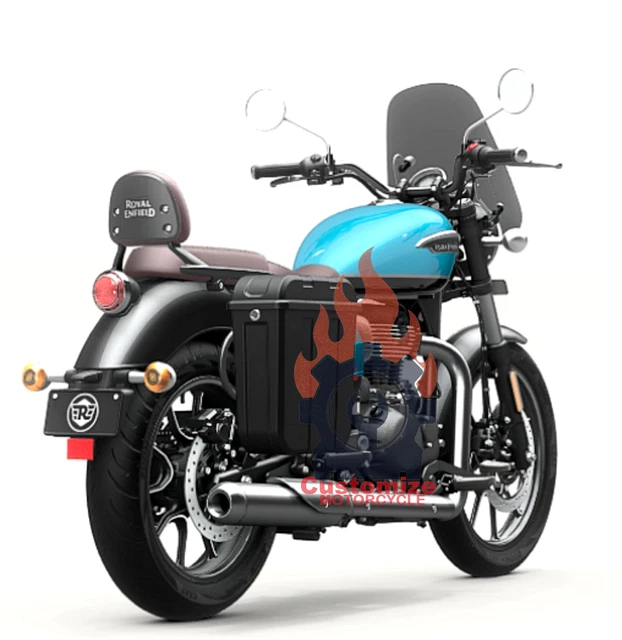 ROYAL ENFIELD &METEOR 350" Noir Commuter "Pannier Box" avec Rail EUR 73 ...