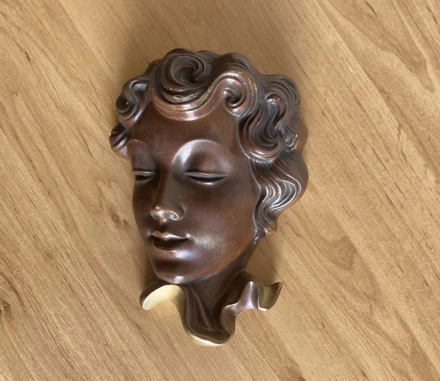 ART DECO WALL Mask 1950s Germany Bakelite Vintage Woman Lady Head ...