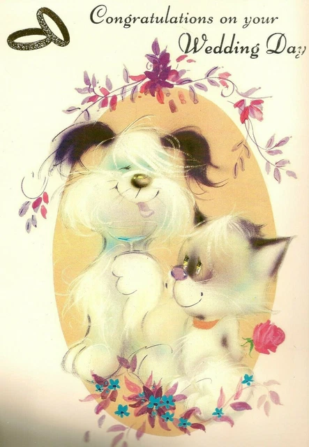 WEDDING DAY CONGRATULATIONS Vintage 1970's Extra Large Greeting Card ...