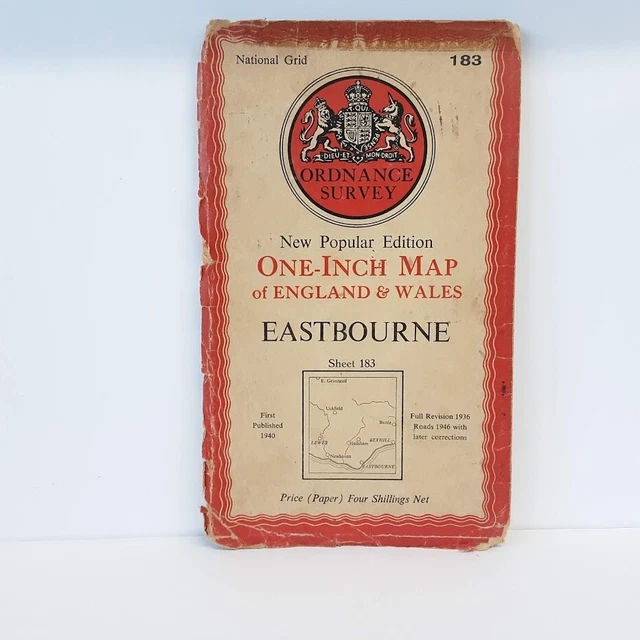 VINTAGE 1946 OS Ordnance Survey Paper One Inch Map - Sheet 183 ...