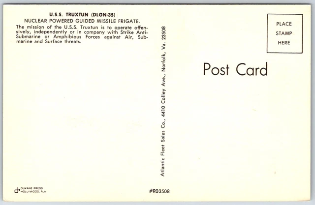 1971 PC GUIDED Missile Frigate DLGN-35 USS Truxtun Later CGN-35 Postcard £8.74 - PicClick UK