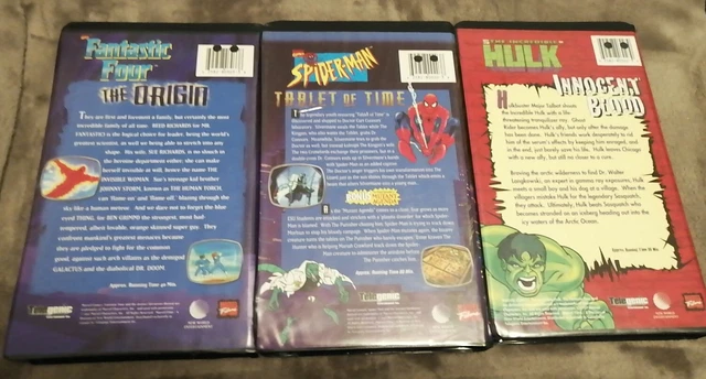 MARVEL COMICS CARTOON TV Show VHS Lot (3) SPIDERMAN, FANTASTIC 4, HULK ...