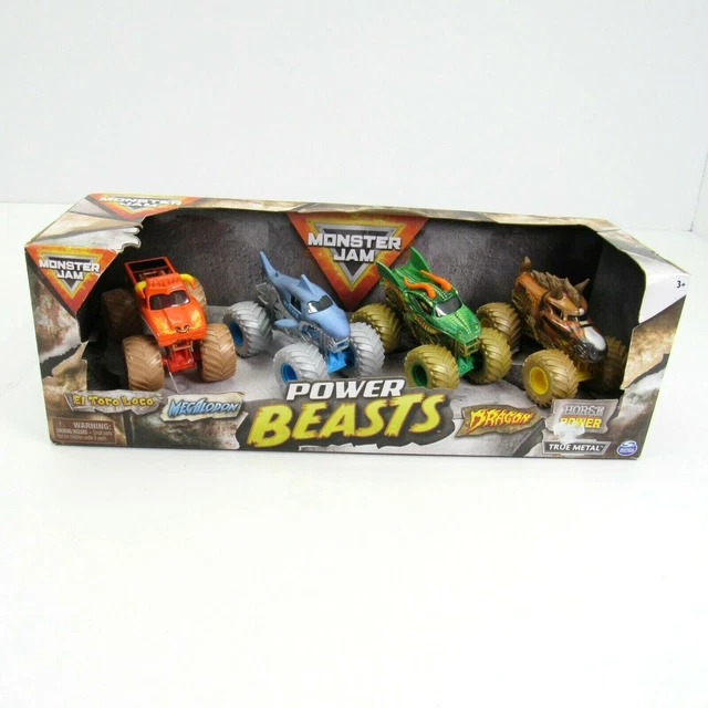 MONSTER JAM TRUCKS Hot Wheels Power Beasts 4 Pack Spin Master 1:64 El ...