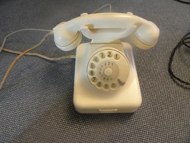 VINTAGE BAKELIT TELEFON Siemens W 49 POST Wand-Tischtelefon weiß / gut ...