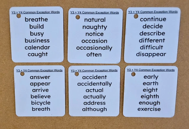 YEAR THREE YEAR Four Common Exception Words LIST GREEN Flash Cards £2. ...