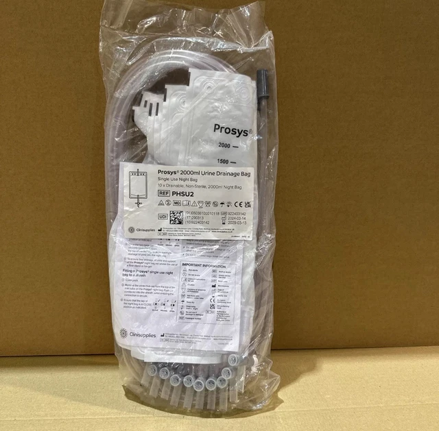 PROSYS 2000ML SINGLE Use Urine Drainage Bag - Pack Of 10 - BBE 03/2029 ...