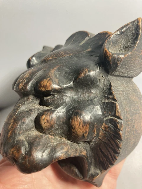 ANTIQUE OAK HAND Carved Lion Grotesque Head Face Wall Mounted Plaque £ ...