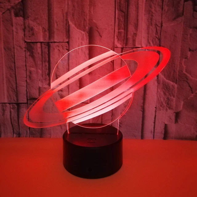 3D PLANET SATURN 7 Color Change Night Light LED Desk Lamp Touch ...