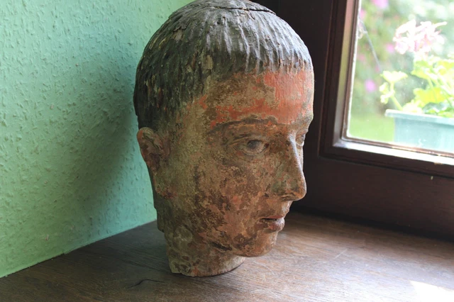ANTIKE HOLZGESCHNITZTER HEILIGENFIGUR Kopf 18.Jh. Barock EUR 167,00 ...