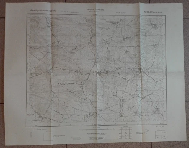 ORIGINAL GERMAN WWII Map Heereskarte 1944, Poland - Real Map From The ...