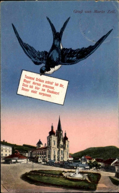 MARIA ZELL MARIAZELL alte AK ~1930/40 Text Schwalbe Wallfahrt Kirche ...