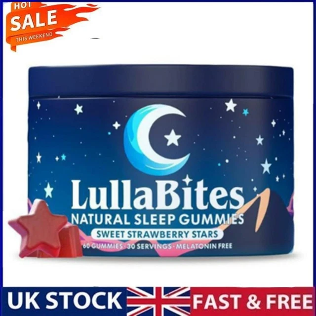 1-3X LULLABITES NATURAL Sleep Gummies Strawberry Stars Flavor 60 ...