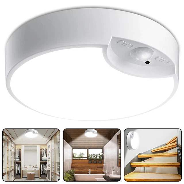 LED CEILING LIGHT PIR Motion Sensor Battery Bathroom Kitchen Hallway ...