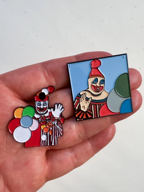 RARE JOHN WAYNE Gacy Enamel Pin Serial Killer LOT 2 pins Pogo Clown ...