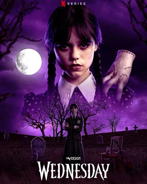 WEDNESDAY ADDAMS JENNA ortega Addams Family/Tim Burton Netflix A4 ...