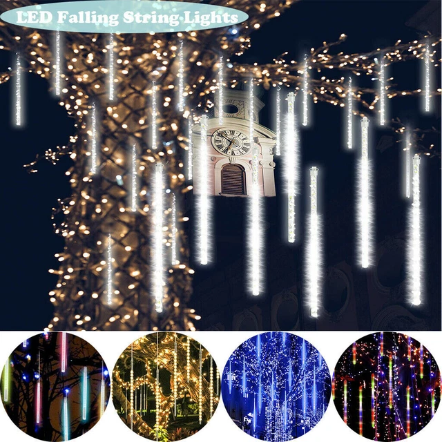 LED METEOR SHOWER Falling Lights Rain Drop Tubes Outdoor Party Garden ...