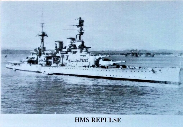 BRITISH ROYAL NAVY HMS Repulse Battle Cruiser Real Photograph Postcard ...