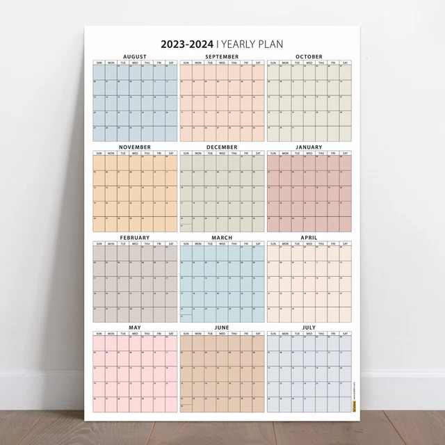 2023-2024 ACADEMIC WALL Calendar, August Start, Year Wall Planner -size ...