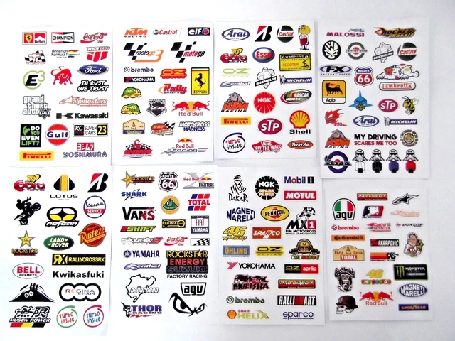 160 STICKERS - Car Bike Scooter sponsor racing logos. rc cars, models ...