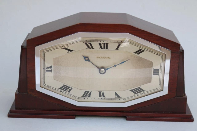 ART DECO MANTEL CLOCK by FINNIGANS (Manchester) Indian Rosewood ...