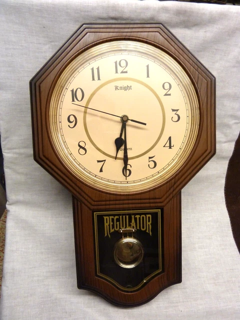 KNIGHT REGULATOR WALL clock drop dial quartz working order plastic ...