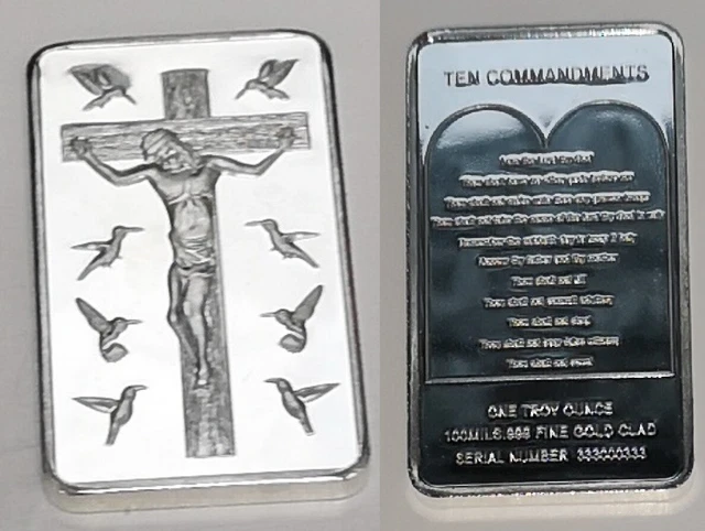 JESUS CHRIST 10 Commandments Silver Bar Church God Holy Bible ...