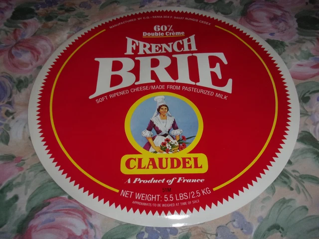 GRANDE ÉTIQUETTE FROMAGE French Brie - Ets CLAUDEL - Diamètre 33,8 cm ...