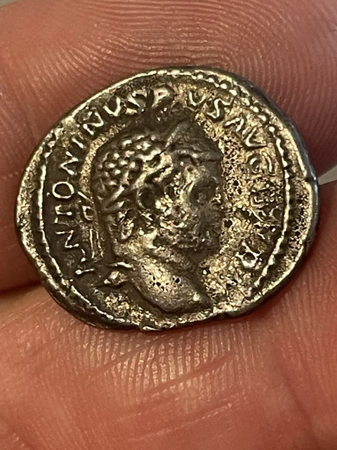ANTICA MONETA ARGENTO ROMANO DENARIO DI ANTONINO PIO 138-161 D.C. 17mm ...