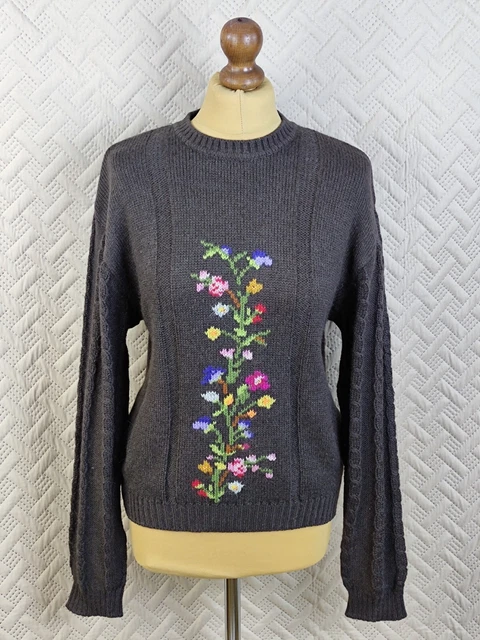 SIMONETTA VINTAGE PULLOVER Pulli Alpaka Mohair Lana Wolle Blumen Italy ...