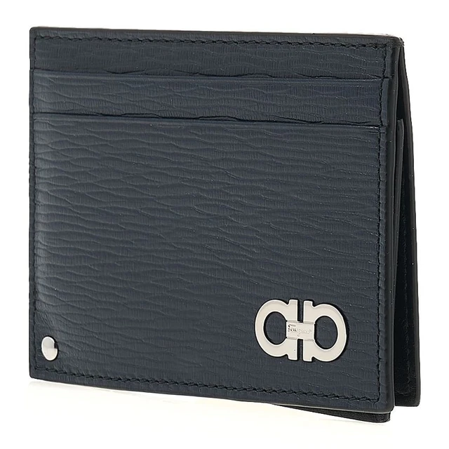 SALVATORE FERRAGAMO MEN'S ID Ganchi Card Holder 66 A061 DEEP OCEAN ...