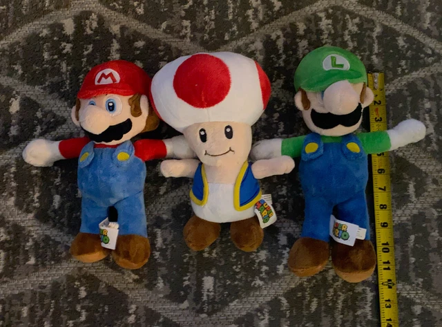 NINTENDO SUPER MARIO Plush Mario Luigi Toad Authentic Lot Of 3 £18.68 ...