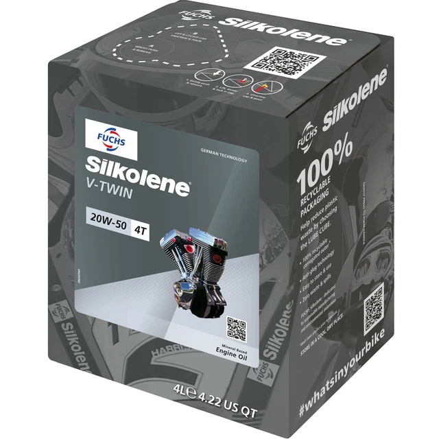SILKOLENE V-TWIN 20W-50 4 Litre CUBE Harley FXDC/I Dyna Super Glide ...
