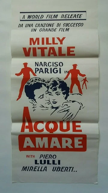 VINTAGE ORIGINAL 1954 Acque Amare-Italian Movie- Australian Daybill ...