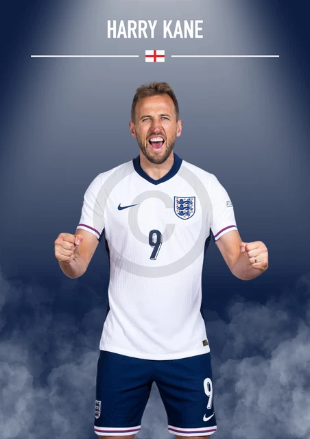 HARRY KANE, ENGLAND, Euro 2024, Football, Photo Print, Poster, A4 £15. ...
