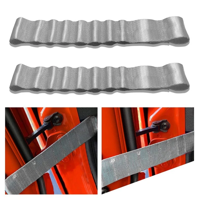 ADJUSTABLE DOOR CHECK Straps for Jeep Wrangler TJ JK JKU JL JLU Grey ...