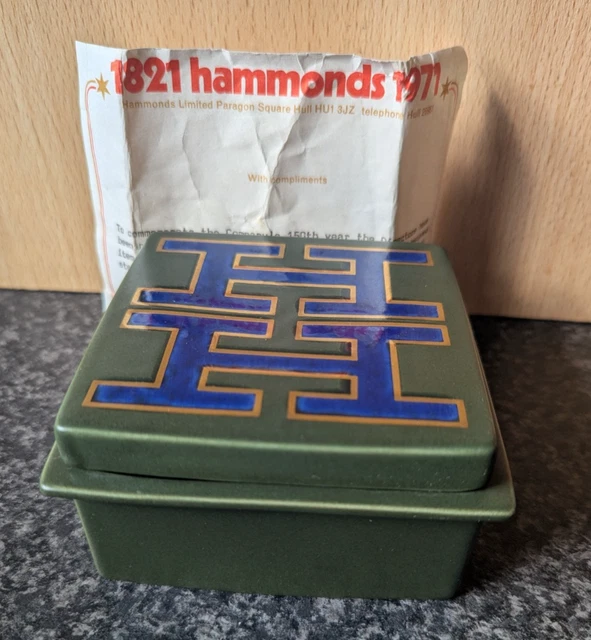 *RARE HORNSEA ~ HAMMONDS OF HULL ~ 150th ANNIVERSARY LIDDED TRINKET BOX ...